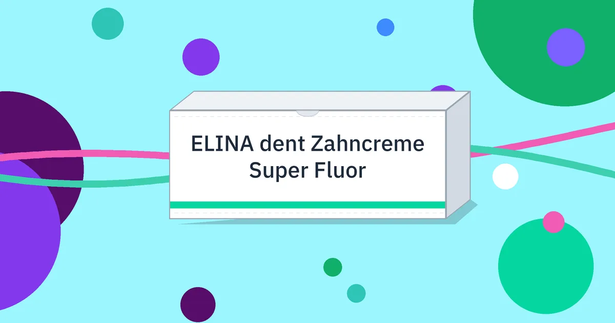Symbolbild: Packung mit der Aufschrift ELINA dent Zahncreme Super Fluor (PZN 12145844) – Verfügbarkeit und Bezug in Apotheken in Frankfurt am Main