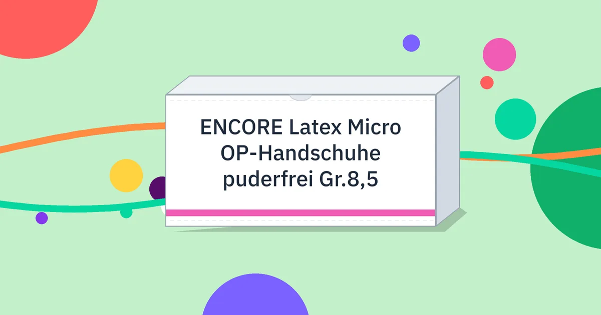 Symbolbild: Packung mit der Aufschrift ENCORE Latex Micro OP-Handschuhe puderfrei Gr.8,5 (PZN 13164163) – Verfügbarkeit und Bezug in Apotheken in Frankfurt am Main