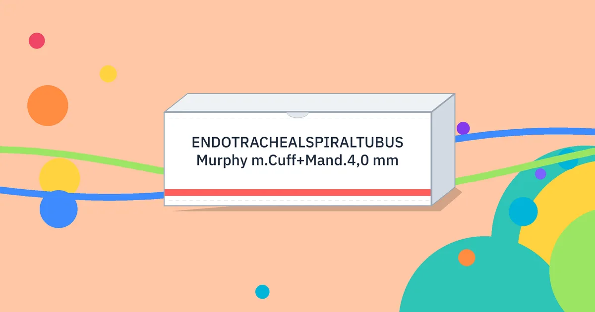 Symbolbild: Packung mit der Aufschrift ENDOTRACHEALSPIRALTUBUS Murphy m.Cuff+Mand.4,0 mm (PZN 05464359) – Verfügbarkeit und Bezug in Apotheken in Frankfurt am Main