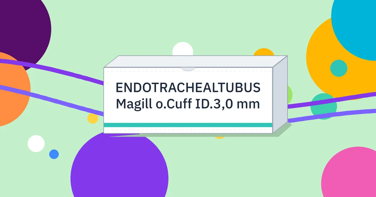 Symbolbild: Packung mit der Aufschrift ENDOTRACHEALTUBUS Magill o.Cuff ID.3,0 mm (PZN 07216832) – Verfügbarkeit und Bezug in Apotheken in Frankfurt am Main