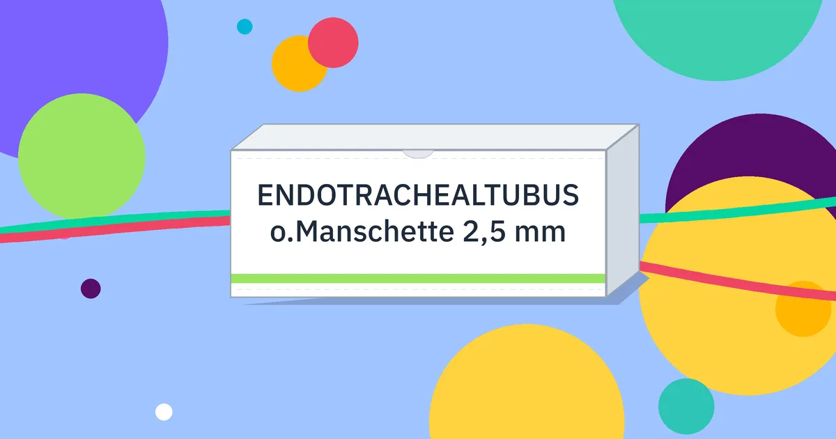 Symbolbild: Packung mit der Aufschrift ENDOTRACHEALTUBUS o.Manschette 2,5 mm (PZN 08886983) – Verfügbarkeit und Bezug in Apotheken in Frankfurt am Main