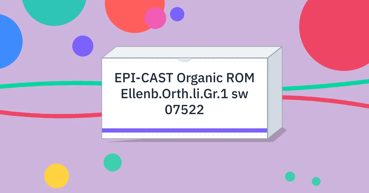 Symbolbild: Packung mit der Aufschrift EPI-CAST Organic ROM Ellenb.Orth.li.Gr.1 sw 07522 (PZN 20835184) – Verfügbarkeit und Bezug in Apotheken in Frankfurt am Main