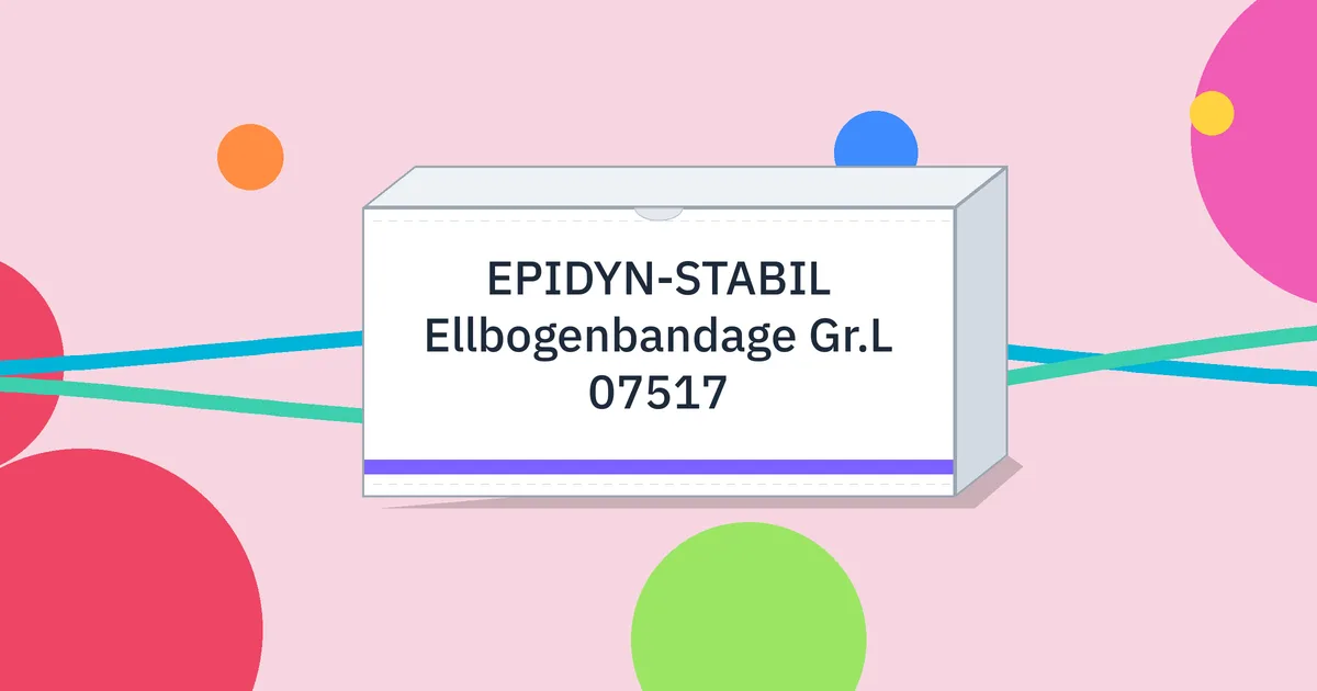 Symbolbild: Packung mit der Aufschrift EPIDYN-STABIL Ellbogenbandage Gr.L 07517 (PZN 09538327) – Verfügbarkeit und Bezug in Apotheken in Frankfurt am Main