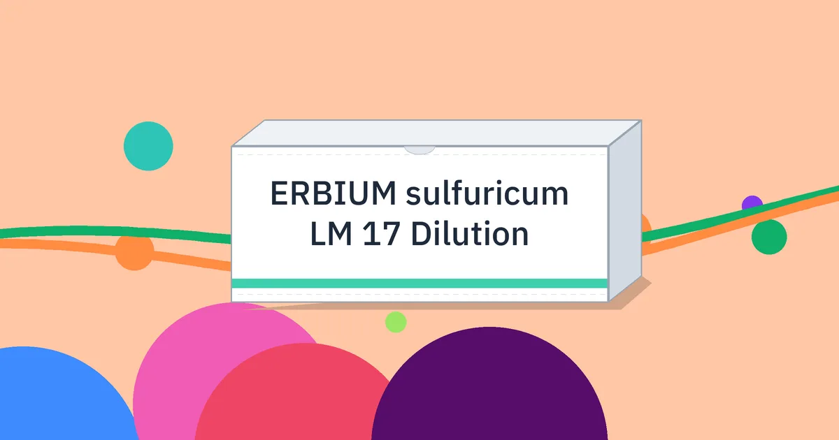 Symbolbild: Packung mit der Aufschrift ERBIUM sulfuricum LM 17 Dilution (PZN 13473958) – Verfügbarkeit und Bezug in Apotheken in Frankfurt am Main