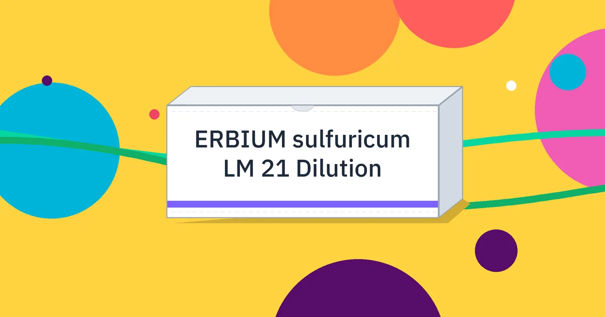 Symbolbild: Packung mit der Aufschrift ERBIUM sulfuricum LM 21 Dilution (PZN 13473993) – Verfügbarkeit und Bezug in Apotheken in Frankfurt am Main