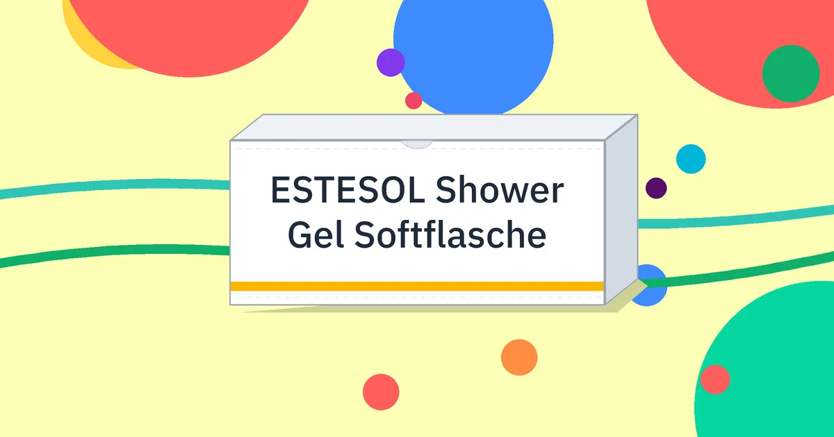 Symbolbild: Packung mit der Aufschrift ESTESOL Shower Gel Softflasche (PZN 16748870) – Verfügbarkeit und Bezug in Apotheken in Frankfurt am Main