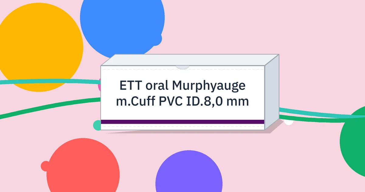 Symbolbild: Packung mit der Aufschrift ETT oral Murphyauge m.Cuff PVC ID.8,0 mm (PZN 19121143) – Verfügbarkeit und Bezug in Apotheken in Frankfurt am Main
