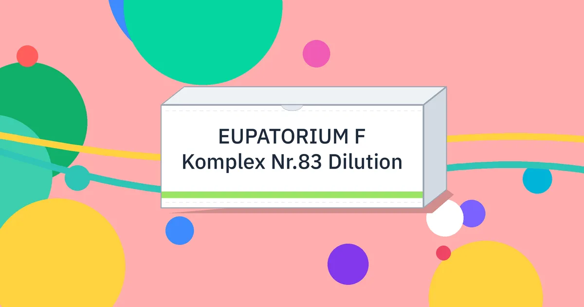 Symbolbild: Packung mit der Aufschrift EUPATORIUM F Komplex Nr.83 Dilution (PZN 05556529) – Verfügbarkeit und Bezug in Apotheken in Frankfurt am Main