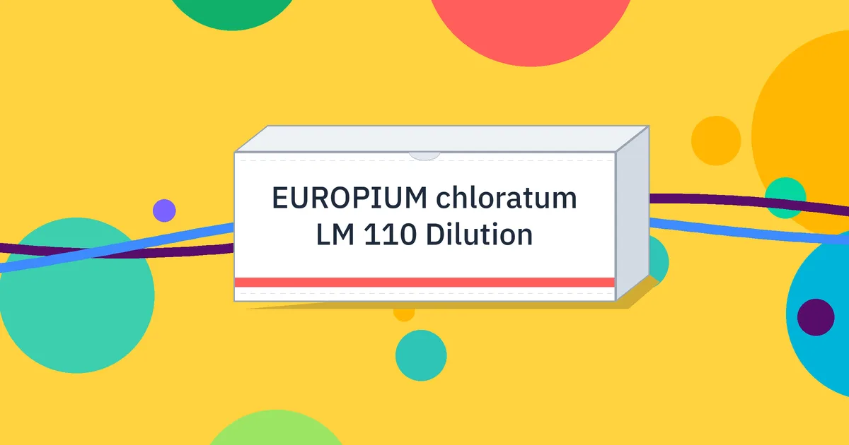 Symbolbild: Packung mit der Aufschrift EUROPIUM chloratum LM 110 Dilution (PZN 13484465) – Verfügbarkeit und Bezug in Apotheken in Frankfurt am Main