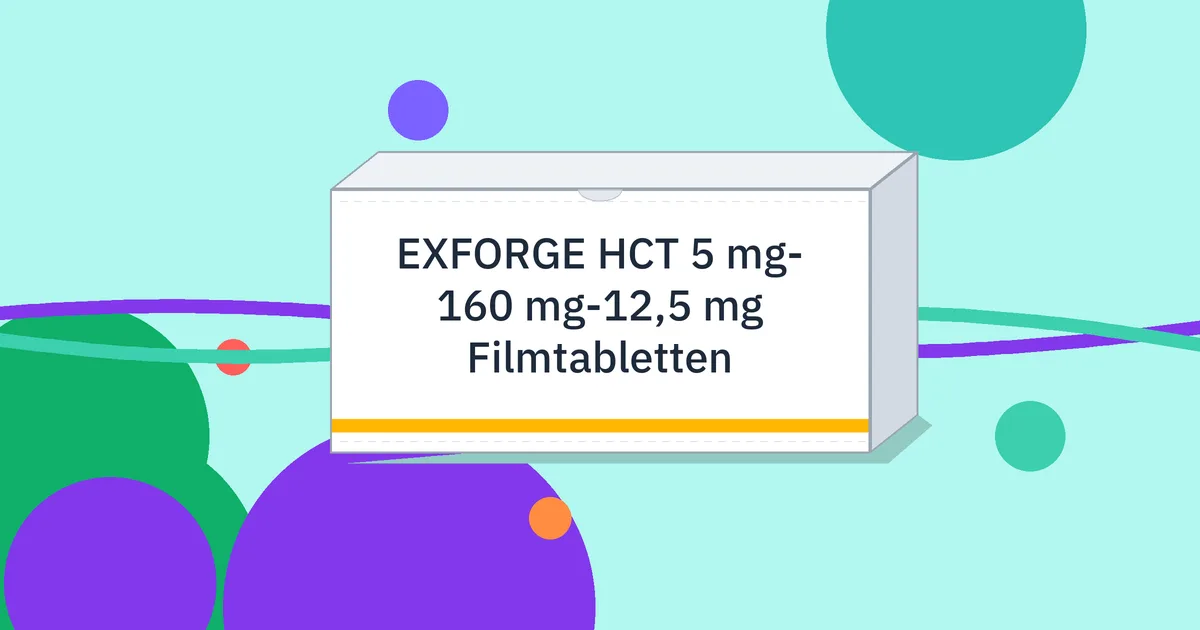 Symbolbild: Packung mit der Aufschrift EXFORGE HCT 5 mg-160 mg-12,5 mg Filmtabletten (PZN 06571382) – Verfügbarkeit und Bezug in Apotheken in Frankfurt am Main