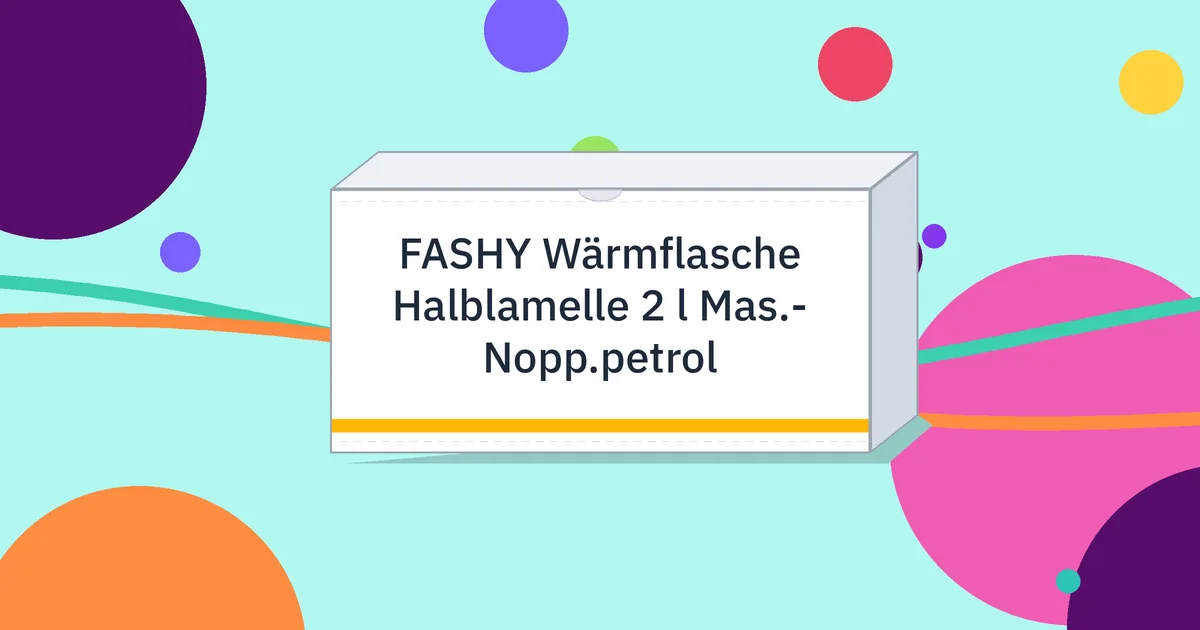 Symbolbild: Packung mit der Aufschrift FASHY Wärmflasche Halblamelle 2 l Mas.-Nopp.petrol (PZN 19682634) – Verfügbarkeit und Bezug in Apotheken in Frankfurt am Main