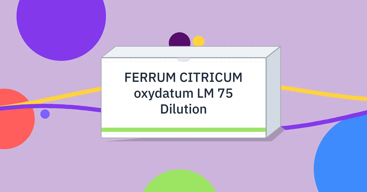 Symbolbild: Packung mit der Aufschrift FERRUM CITRICUM oxydatum LM 75 Dilution (PZN 12848729) – Verfügbarkeit und Bezug in Apotheken in Frankfurt am Main