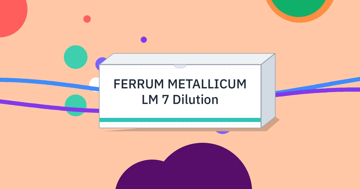 Symbolbild: Packung mit der Aufschrift FERRUM METALLICUM LM 7 Dilution (PZN 12850258) – Verfügbarkeit und Bezug in Apotheken in Frankfurt am Main