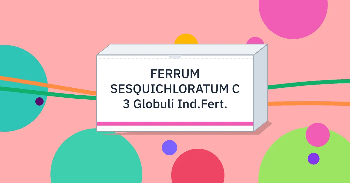 Symbolbild: Packung mit der Aufschrift FERRUM SESQUICHLORATUM C 3 Globuli Ind.Fert. (PZN 17697761) – Verfügbarkeit und Bezug in Apotheken in Frankfurt am Main