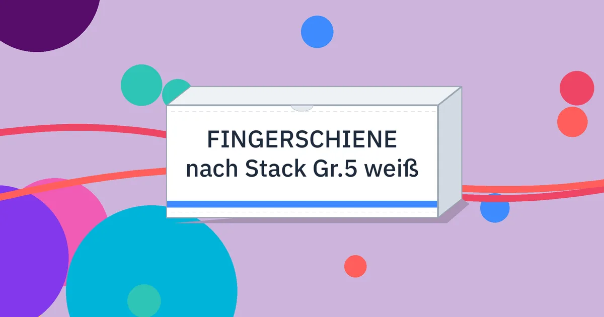 Symbolbild: Packung mit der Aufschrift FINGERSCHIENE nach Stack Gr.5 weiß (PZN 07011076) – Verfügbarkeit und Bezug in Apotheken in Frankfurt am Main