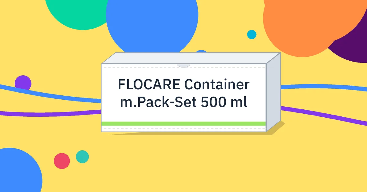 Symbolbild: Packung mit der Aufschrift FLOCARE Container m.Pack-Set 500 ml (PZN 04847271) – Verfügbarkeit und Bezug in Apotheken in Frankfurt am Main