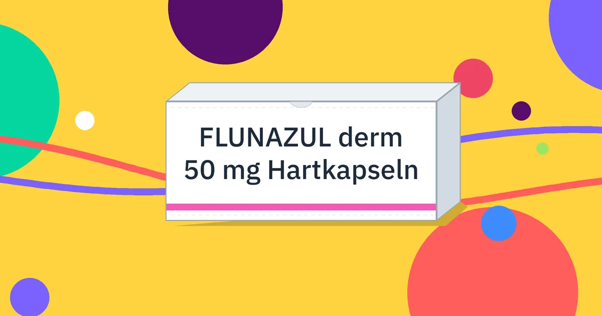 Symbolbild: Packung mit der Aufschrift FLUNAZUL derm 50 mg Hartkapseln (PZN 13421482) – Verfügbarkeit und Bezug in Apotheken in Frankfurt am Main
