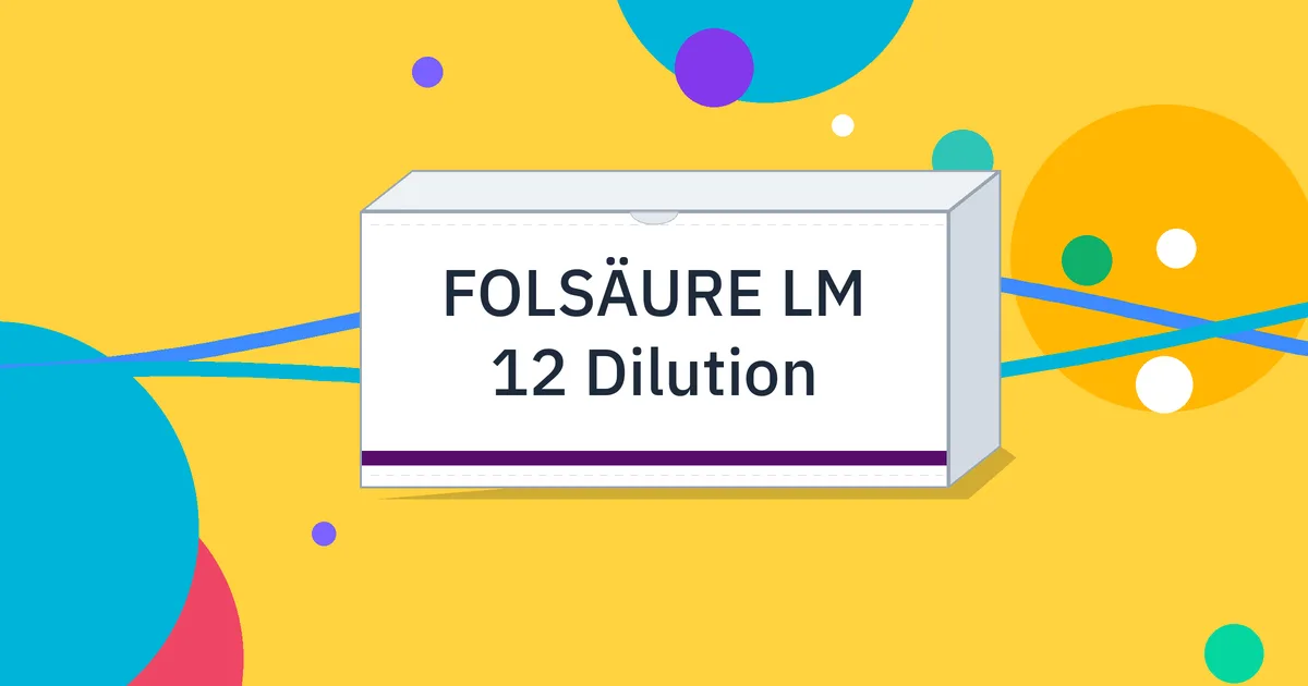 Symbolbild: Packung mit der Aufschrift FOLSÄURE LM 12 Dilution (PZN 12873118) – Verfügbarkeit und Bezug in Apotheken in Frankfurt am Main