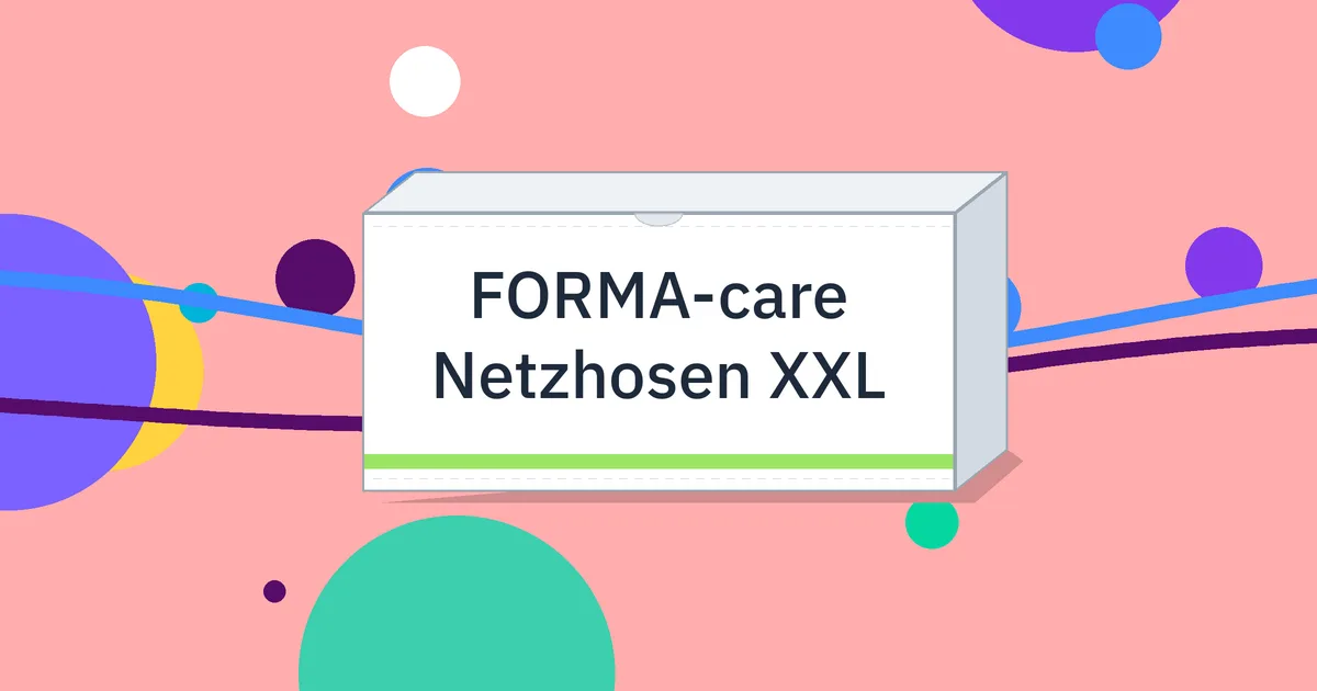 Symbolbild: Packung mit der Aufschrift FORMA-care Netzhosen XXL (PZN 04956362) – Verfügbarkeit und Bezug in Apotheken in Frankfurt am Main