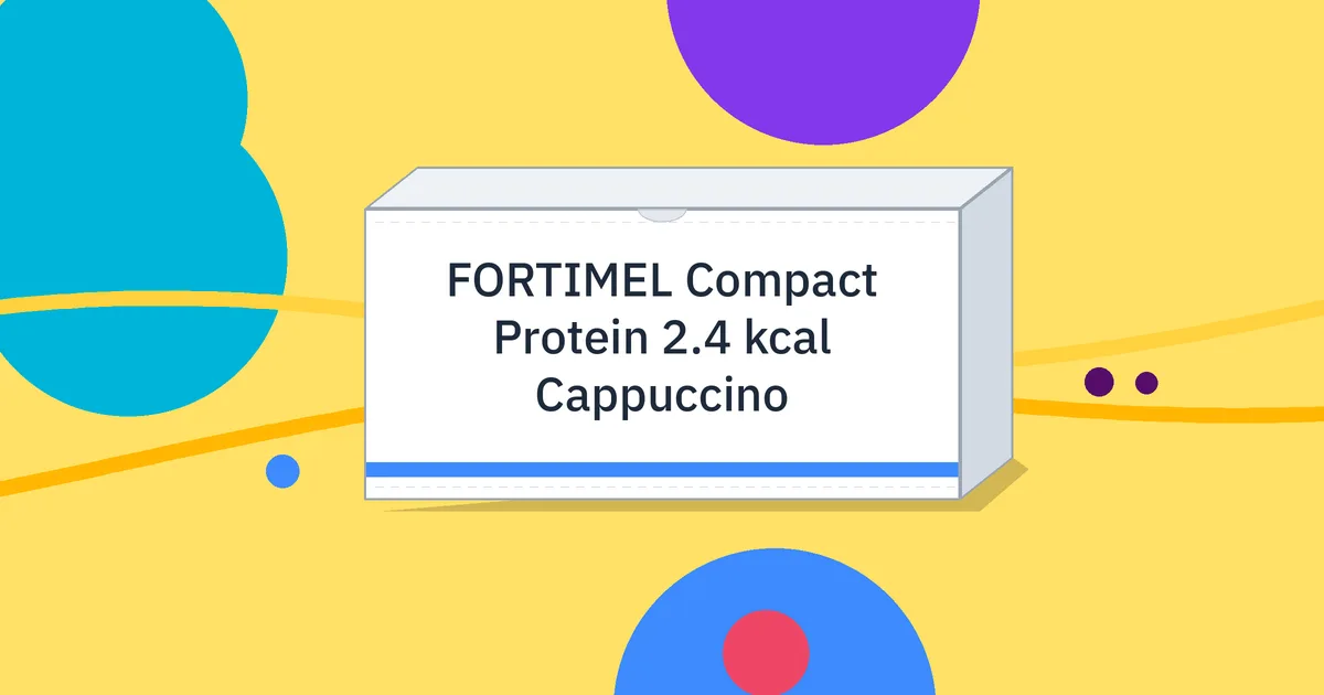 Symbolbild: Packung mit der Aufschrift FORTIMEL Compact Protein 2.4 kcal Cappuccino (PZN 19881523) – Verfügbarkeit und Bezug in Apotheken in Frankfurt am Main