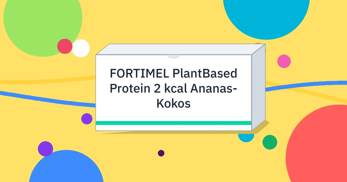 Symbolbild: Packung mit der Aufschrift FORTIMEL PlantBased Protein 2 kcal Ananas-Kokos (PZN 19881658) – Verfügbarkeit und Bezug in Apotheken in Frankfurt am Main