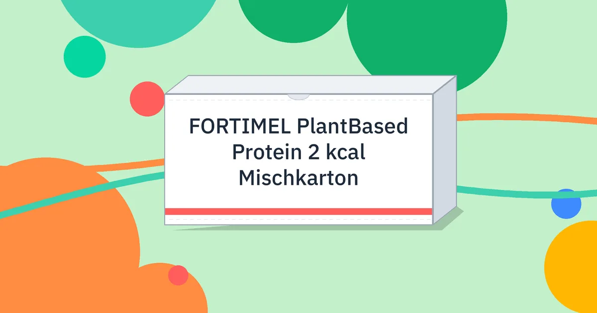 Symbolbild: Packung mit der Aufschrift FORTIMEL PlantBased Protein 2 kcal Mischkarton (PZN 20055575) – Verfügbarkeit und Bezug in Apotheken in Frankfurt am Main