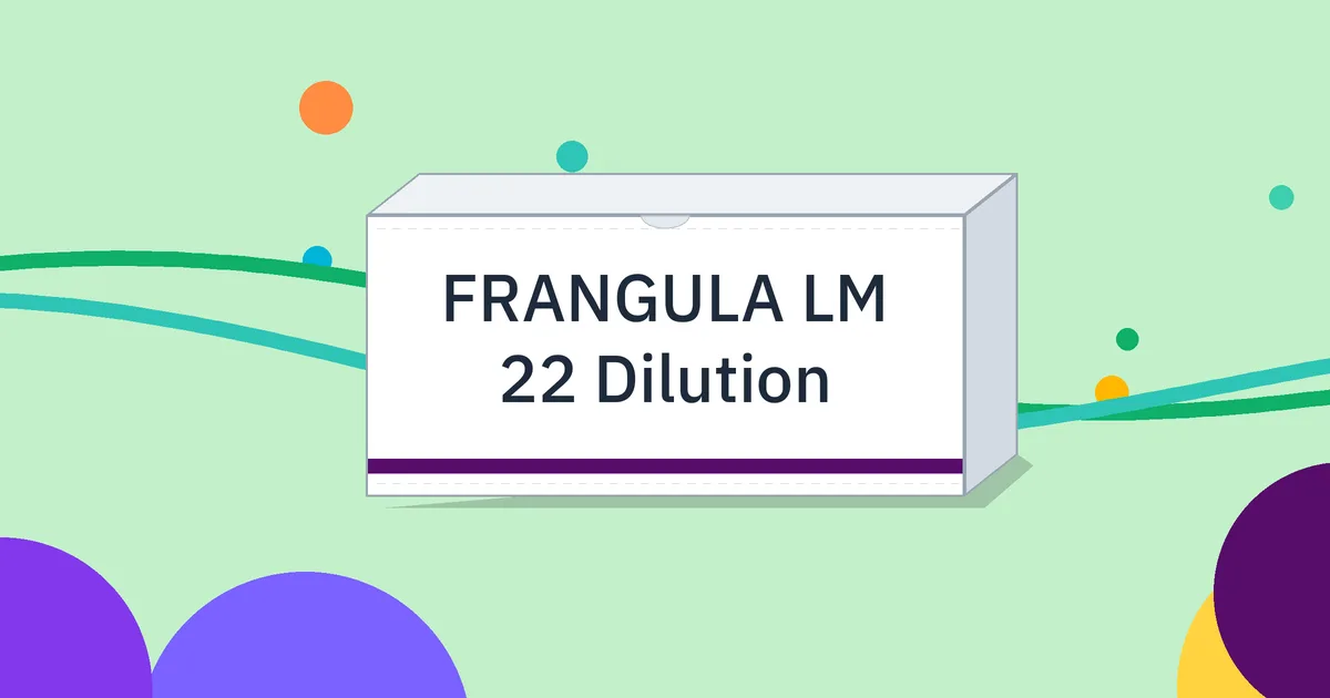 Symbolbild: Packung mit der Aufschrift FRANGULA LM 22 Dilution (PZN 12874537) – Verfügbarkeit und Bezug in Apotheken in Frankfurt am Main