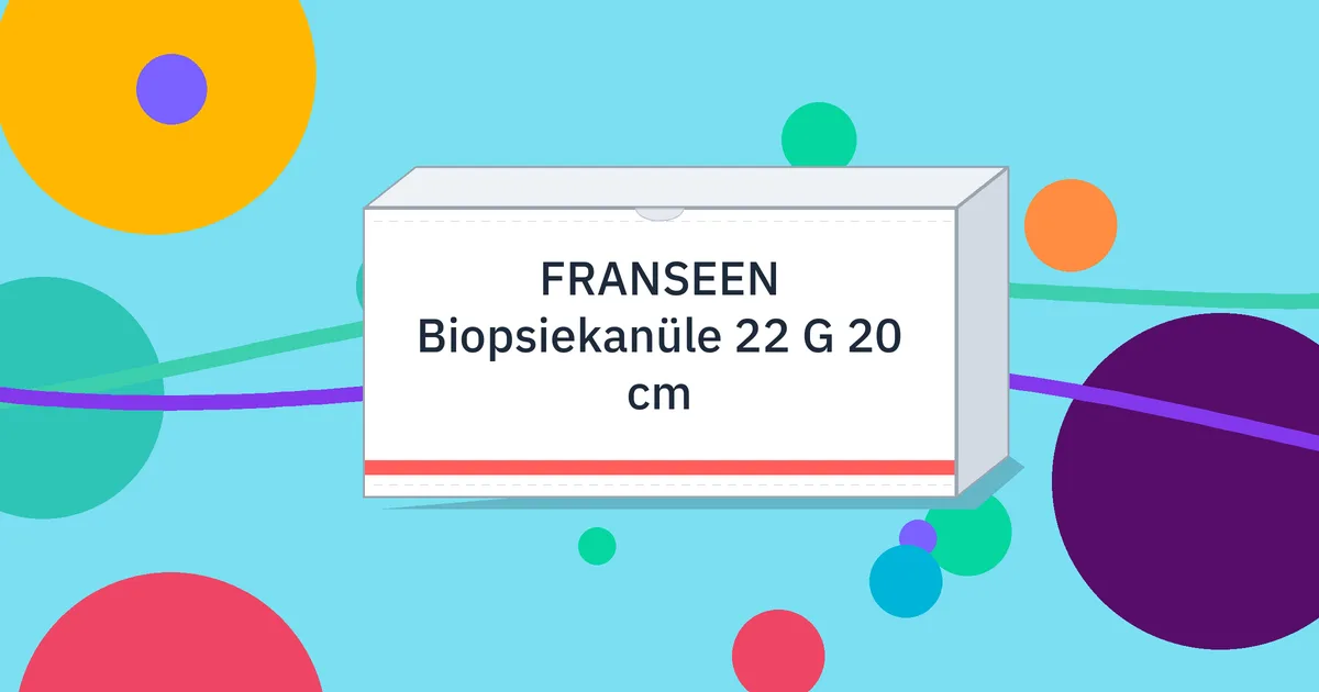 Symbolbild: Packung mit der Aufschrift FRANSEEN Biopsiekanüle 22 G 20 cm (PZN 04504832) – Verfügbarkeit und Bezug in Apotheken in Frankfurt am Main