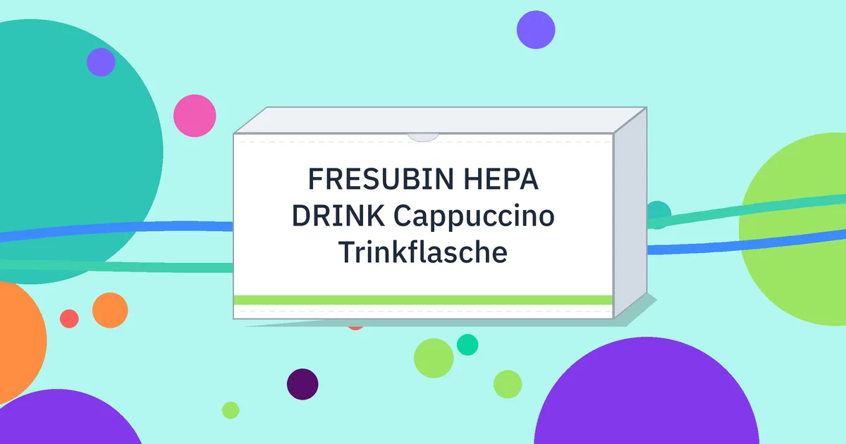 Symbolbild: Packung mit der Aufschrift FRESUBIN HEPA DRINK Cappuccino Trinkflasche (PZN 12730608) – Verfügbarkeit und Bezug in Apotheken in Frankfurt am Main