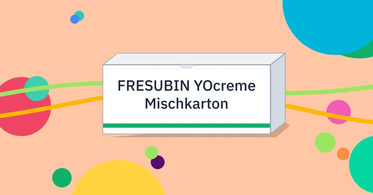 Symbolbild: Packung mit der Aufschrift FRESUBIN YOcreme Mischkarton (PZN 11513719) – Verfügbarkeit und Bezug in Apotheken in Frankfurt am Main