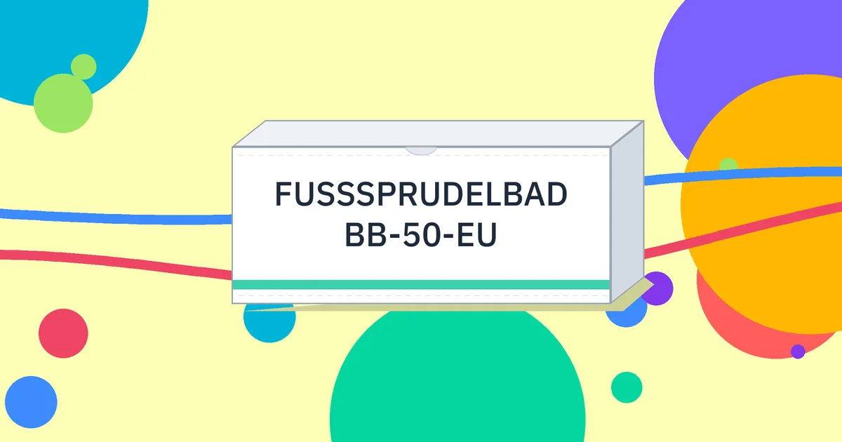 Symbolbild: Packung mit der Aufschrift FUSSSPRUDELBAD BB-50-EU (PZN 09917668) – Verfügbarkeit und Bezug in Apotheken in Frankfurt am Main