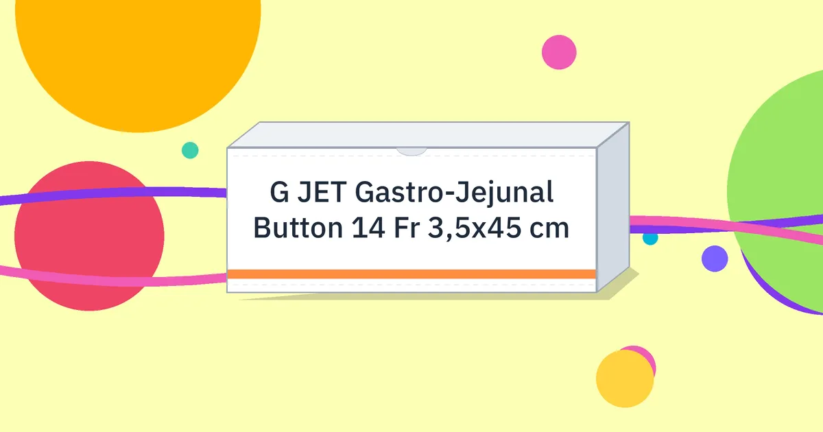 Symbolbild: Packung mit der Aufschrift G JET Gastro-Jejunal Button 14 Fr 3,5x45 cm (PZN 14342891) – Verfügbarkeit und Bezug in Apotheken in Frankfurt am Main