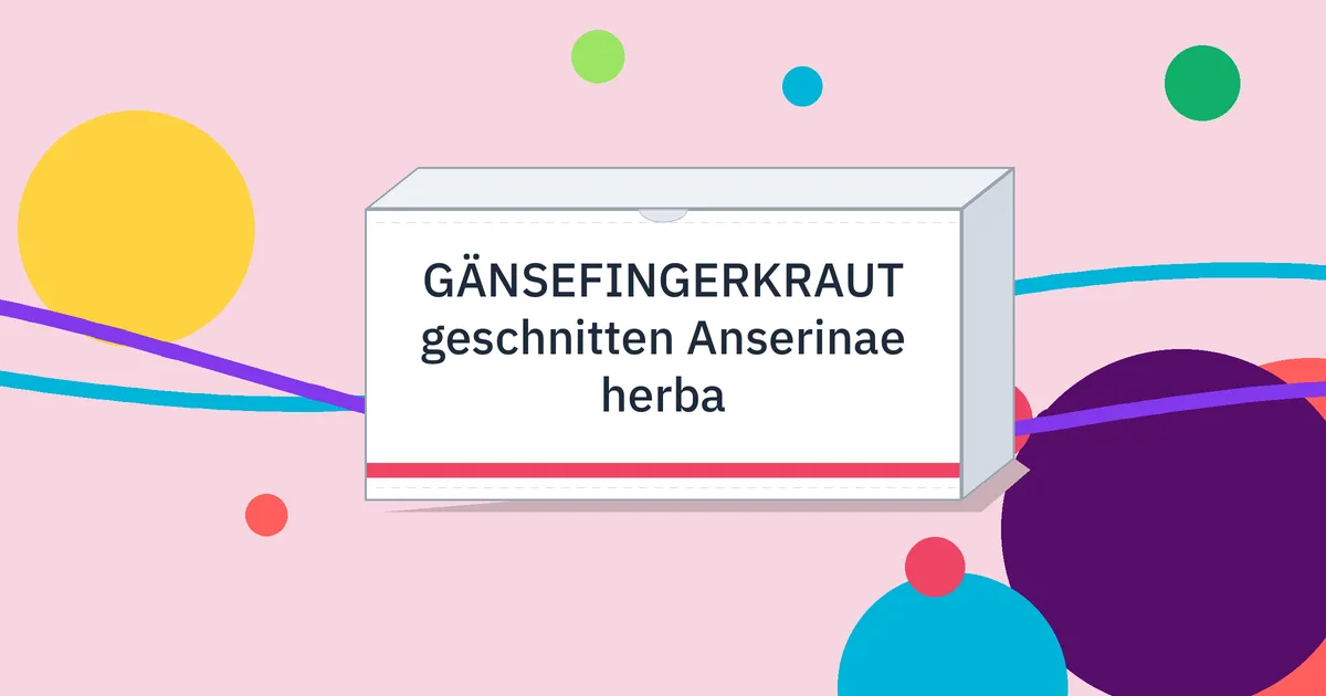 Symbolbild: Packung mit der Aufschrift GÄNSEFINGERKRAUT geschnitten Anserinae herba (PZN 20953759) – Verfügbarkeit und Bezug in Apotheken in Frankfurt am Main