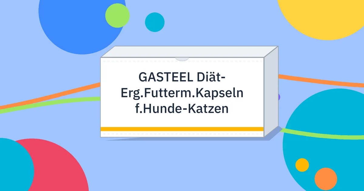 Symbolbild: Packung mit der Aufschrift GASTEEL Diät-Erg.Futterm.Kapseln f.Hunde-Katzen (PZN 19126057) – Verfügbarkeit und Bezug in Apotheken in Frankfurt am Main