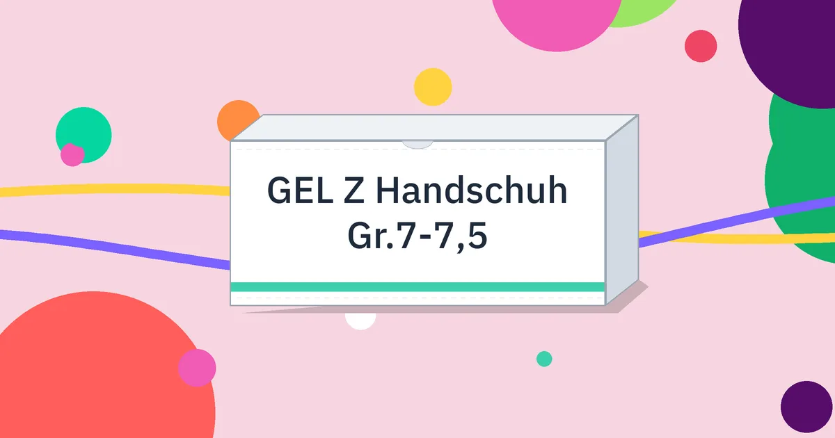 Symbolbild: Packung mit der Aufschrift GEL Z Handschuh Gr.7-7,5 (PZN 11079045) – Verfügbarkeit und Bezug in Apotheken in Frankfurt am Main