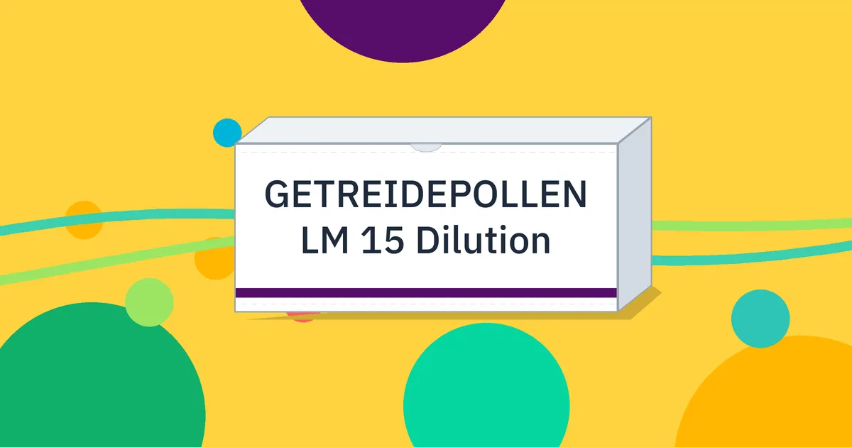 Symbolbild: Packung mit der Aufschrift GETREIDEPOLLEN LM 15 Dilution (PZN 12877665) – Verfügbarkeit und Bezug in Apotheken in Frankfurt am Main
