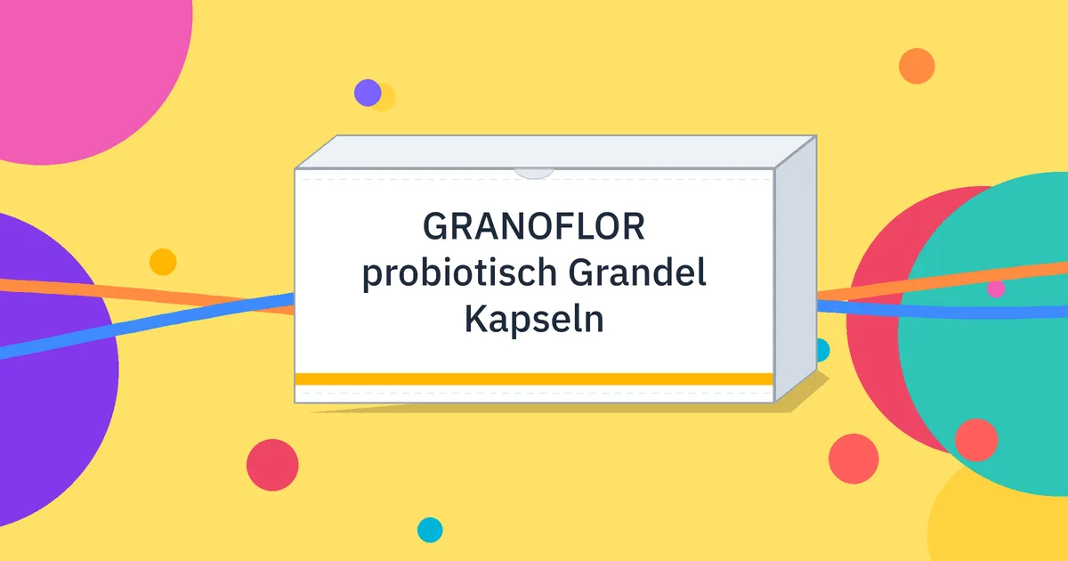 Symbolbild: Packung mit der Aufschrift GRANOFLOR probiotisch Grandel Kapseln (PZN 01234102) – Verfügbarkeit und Bezug in Apotheken in Frankfurt am Main