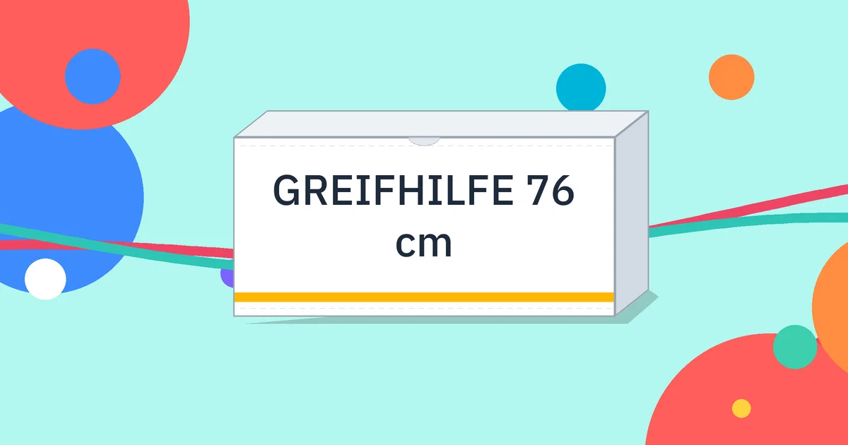 Symbolbild: Packung mit der Aufschrift GREIFHILFE 76 cm (PZN 14267385) – Verfügbarkeit und Bezug in Apotheken in Frankfurt am Main