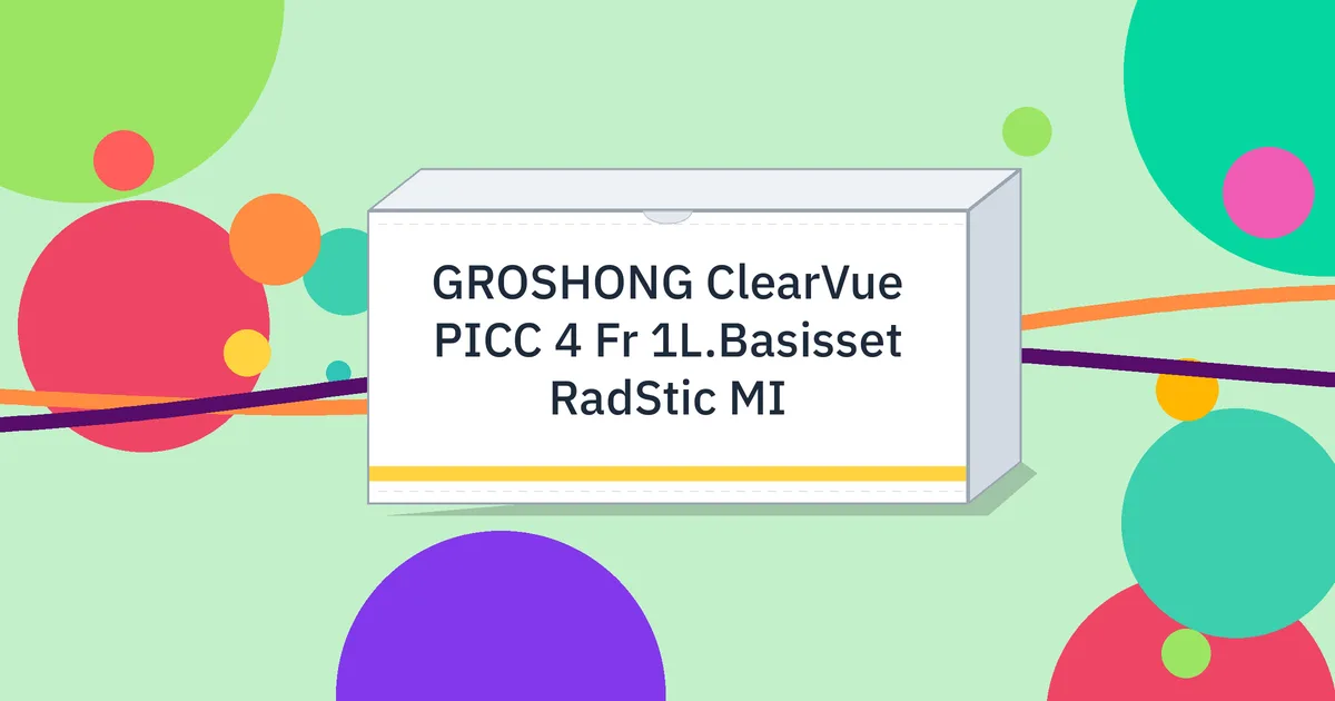 Symbolbild: Packung mit der Aufschrift GROSHONG ClearVue PICC 4 Fr 1L.Basisset RadStic MI (PZN 12398769) – Verfügbarkeit und Bezug in Apotheken in Frankfurt am Main