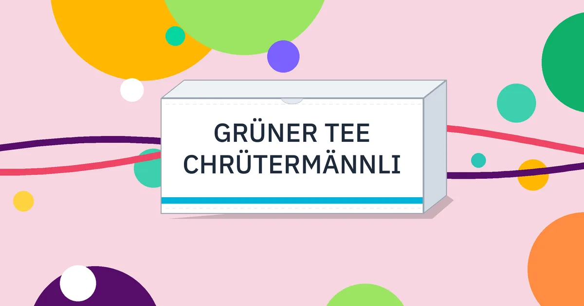 Symbolbild: Packung mit der Aufschrift GRÜNER TEE CHRÜTERMÄNNLI (PZN 05884819) – Verfügbarkeit und Bezug in Apotheken in Frankfurt am Main