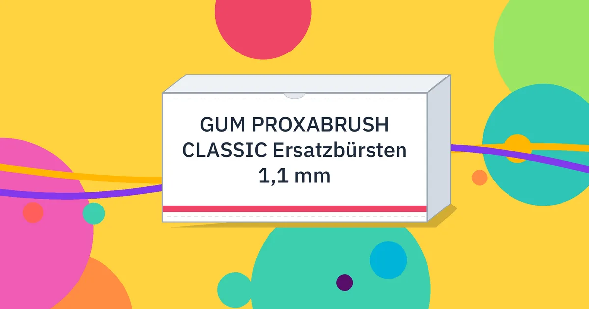 Symbolbild: Packung mit der Aufschrift GUM PROXABRUSH CLASSIC Ersatzbürsten 1,1 mm (PZN 11347913) – Verfügbarkeit und Bezug in Apotheken in Frankfurt am Main