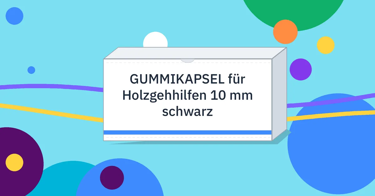Symbolbild: Packung mit der Aufschrift GUMMIKAPSEL für Holzgehhilfen 10 mm schwarz (PZN 14213610) – Verfügbarkeit und Bezug in Apotheken in Frankfurt am Main