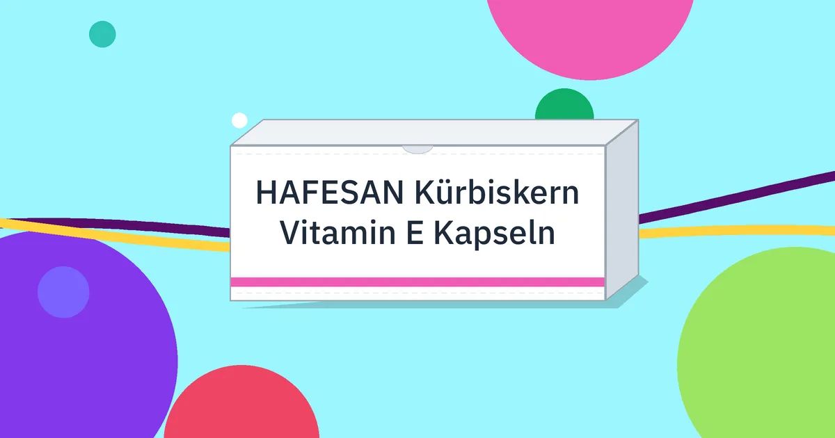Symbolbild: Packung mit der Aufschrift HAFESAN Kürbiskern Vitamin E Kapseln (PZN 07427351) – Verfügbarkeit und Bezug in Apotheken in Frankfurt am Main