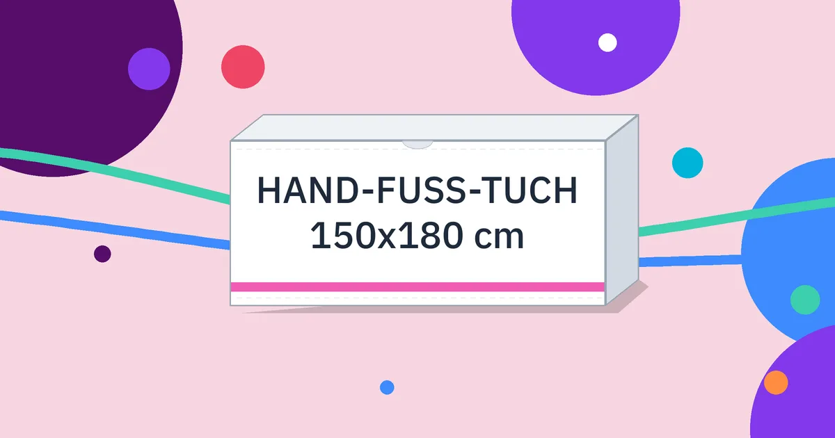 Symbolbild: Packung mit der Aufschrift HAND-FUSS-TUCH 150x180 cm (PZN 04702673) – Verfügbarkeit und Bezug in Apotheken in Frankfurt am Main