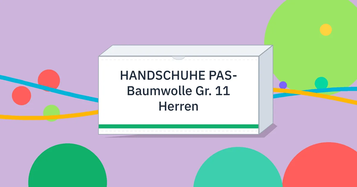 Symbolbild: Packung mit der Aufschrift HANDSCHUHE PAS-Baumwolle Gr. 11 Herren (PZN 07345647) – Verfügbarkeit und Bezug in Apotheken in Frankfurt am Main