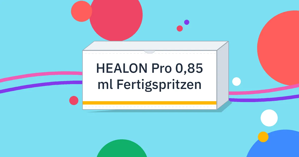 Symbolbild: Packung mit der Aufschrift HEALON Pro 0,85 ml Fertigspritzen (PZN 13877319) – Verfügbarkeit und Bezug in Apotheken in Frankfurt am Main