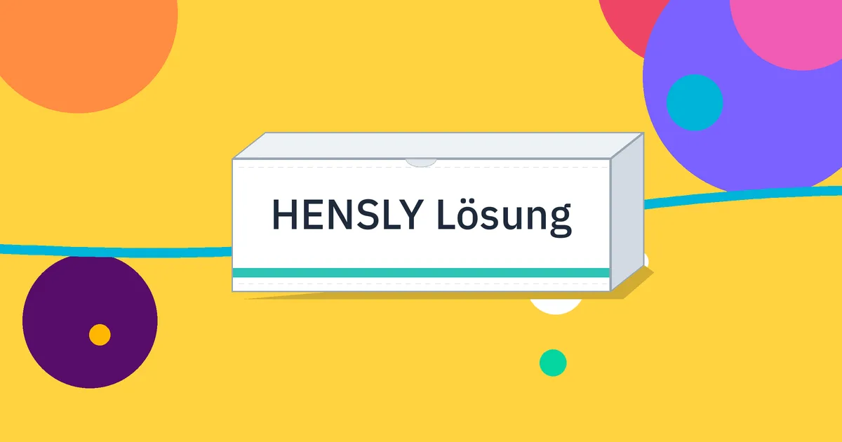 Symbolbild: Packung mit der Aufschrift HENSLY Lösung (PZN 04982655) – Verfügbarkeit und Bezug in Apotheken in Frankfurt am Main