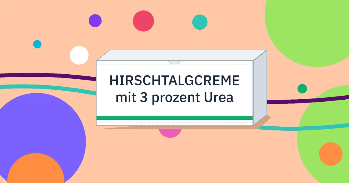 Symbolbild: Packung mit der Aufschrift HIRSCHTALGCREME mit 3 prozent Urea (PZN 10550279) – Verfügbarkeit und Bezug in Apotheken in Frankfurt am Main