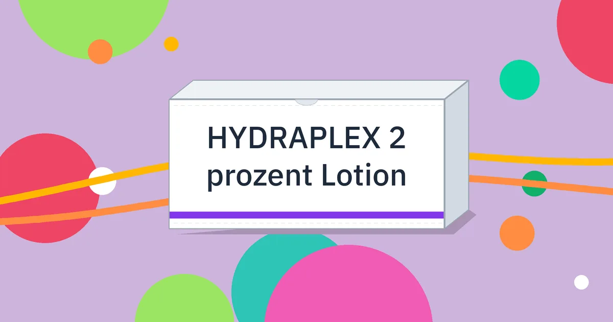 Symbolbild: Packung mit der Aufschrift HYDRAPLEX 2 prozent Lotion (PZN 02190536) – Verfügbarkeit und Bezug in Apotheken in Frankfurt am Main