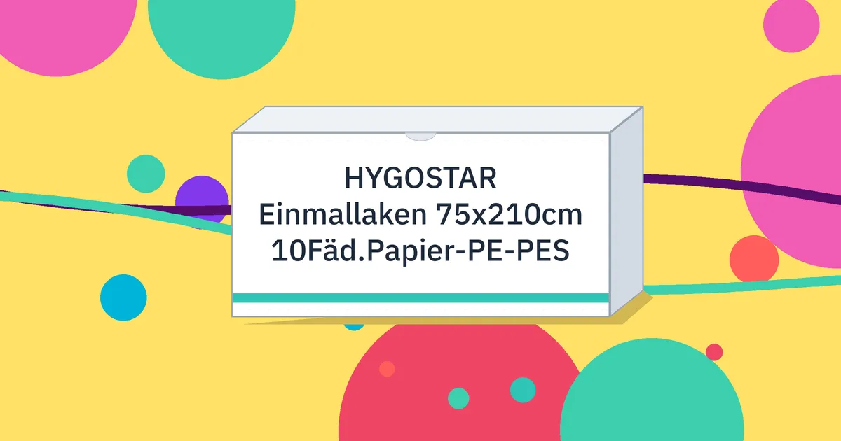 Symbolbild: Packung mit der Aufschrift HYGOSTAR Einmallaken 75x210cm 10Fäd.Papier-PE-PES (PZN 20606673) – Verfügbarkeit und Bezug in Apotheken in Frankfurt am Main